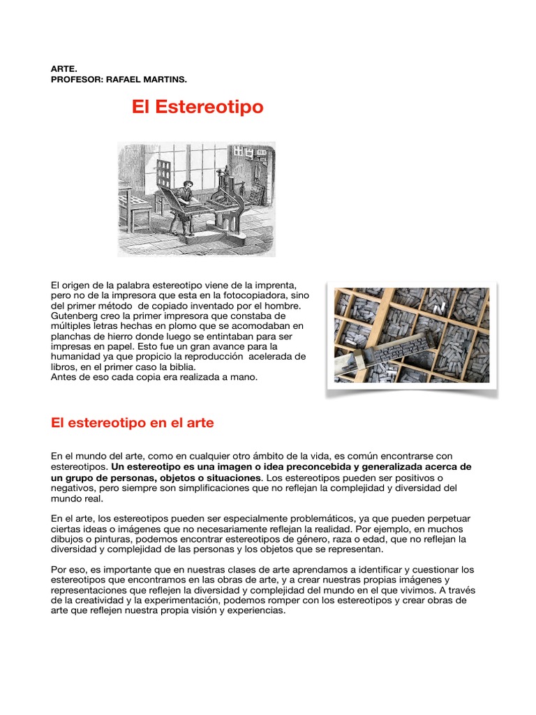 Arte Estereotipo | PDF | Estereotipos | Imprenta
