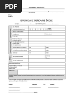 Obrazac Ispričnice - Roditelj | PDF