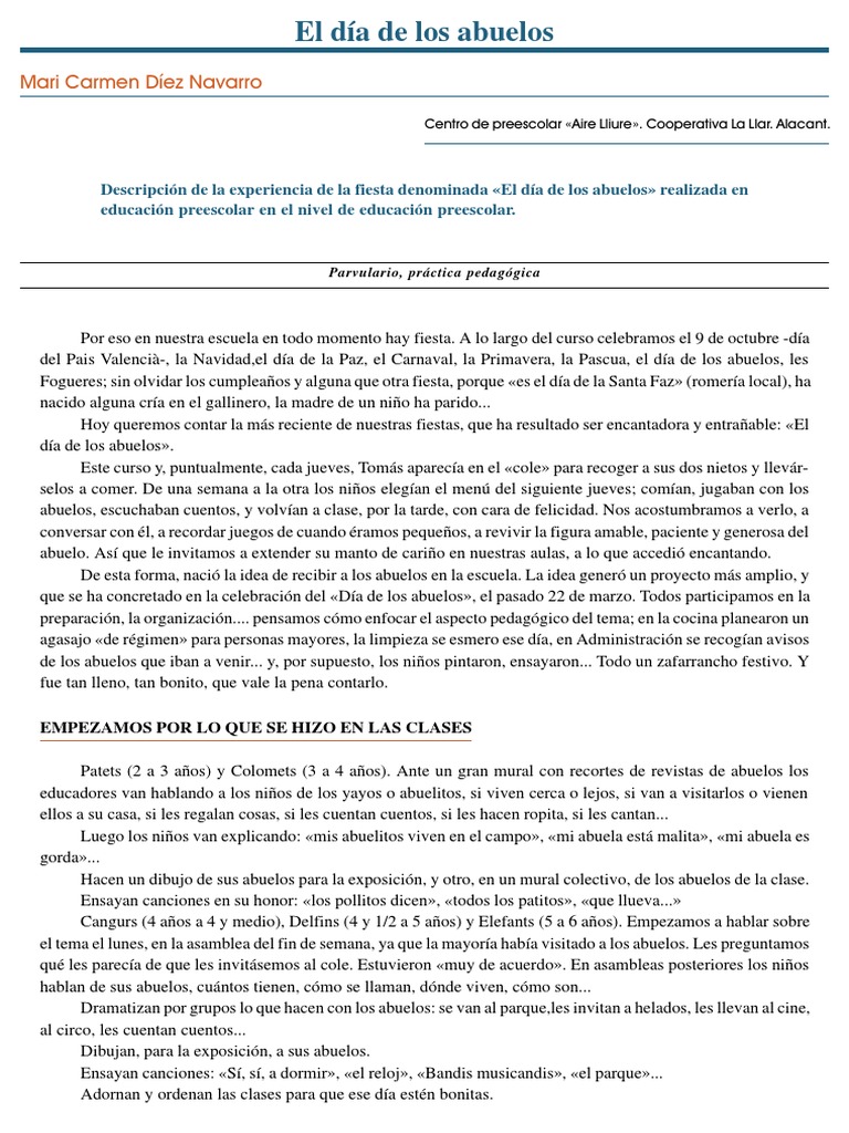 Día de Los Abuelos | PDF | Educación de la primera infancia