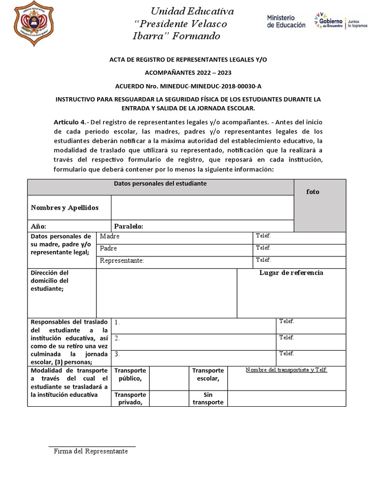 Registro De Padres Entrada Salida Estudiantes Pdf