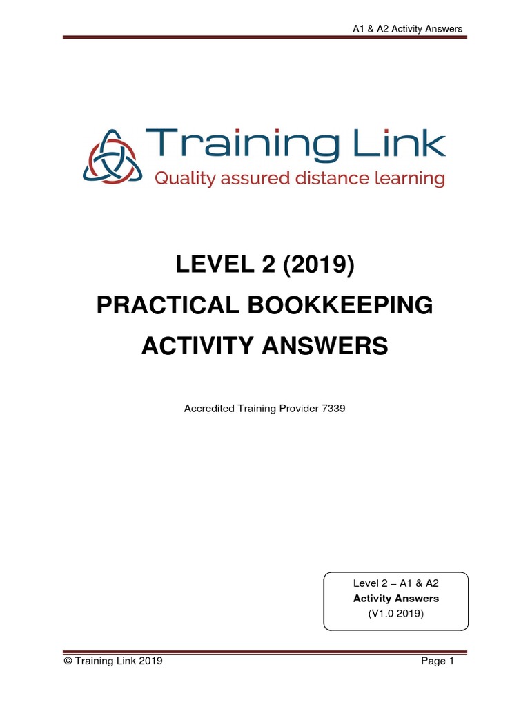 LEVEL 2 (2019) Practical Bookkeeping Activity Answers | PDF | Debits ...
