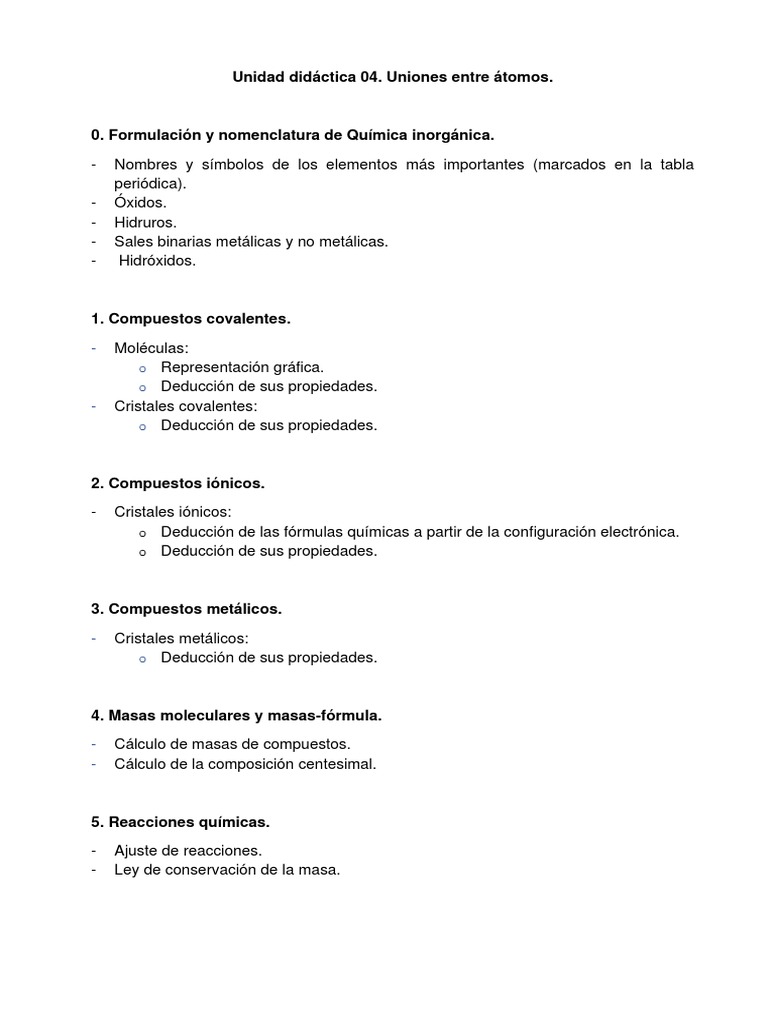 Uniones Atómicas y Compuestos Químicos | PDF