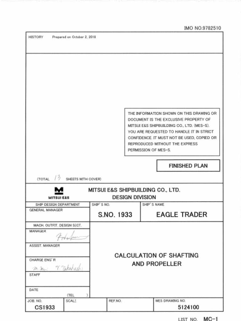 Mc 1 Calculation Of Shafting And Propeller Pdf