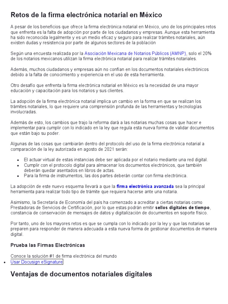 Retos de La Firma Electrónica Notarial en México | PDF