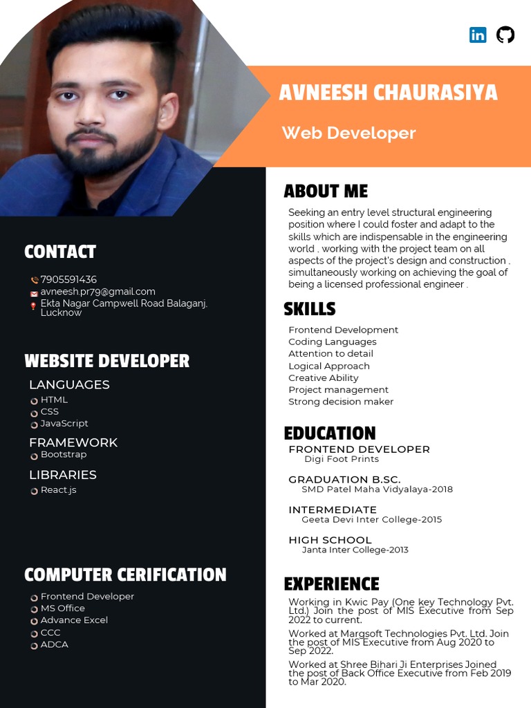 Avneesh Chaurasiya: Contact | PDF | Computer Engineering | Hypertext
