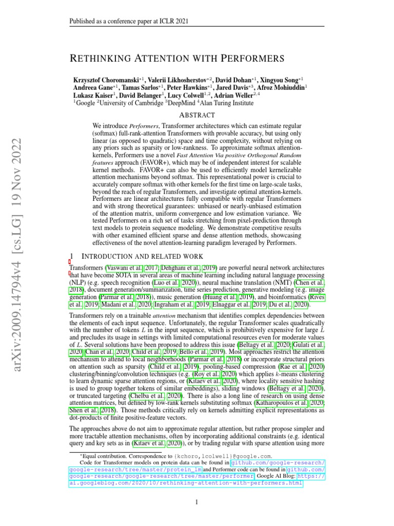 Rethinking Attention With Performers | PDF | Mean Squared Error | Estimator