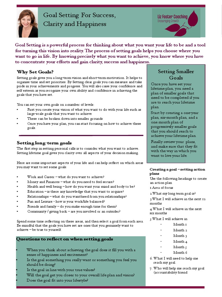 Liz Foster-Set Goals | PDF | Goal | Behavior Modification
