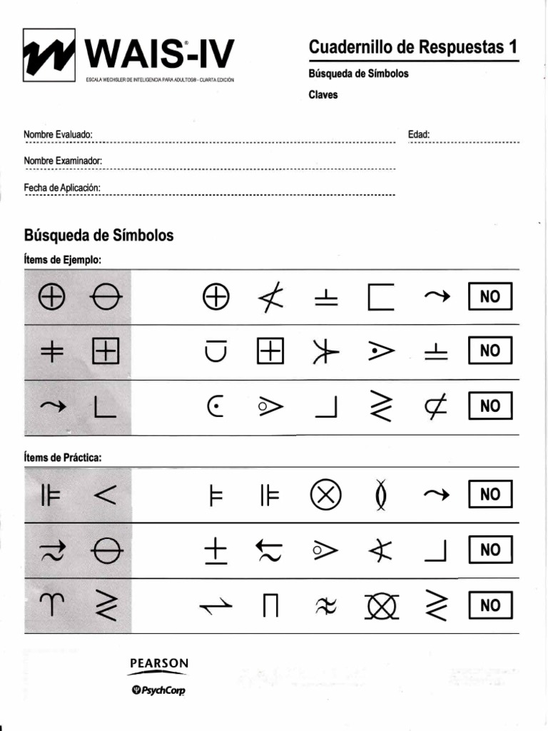 WAIS IV Cuadernillo Respuesta 1 | PDF