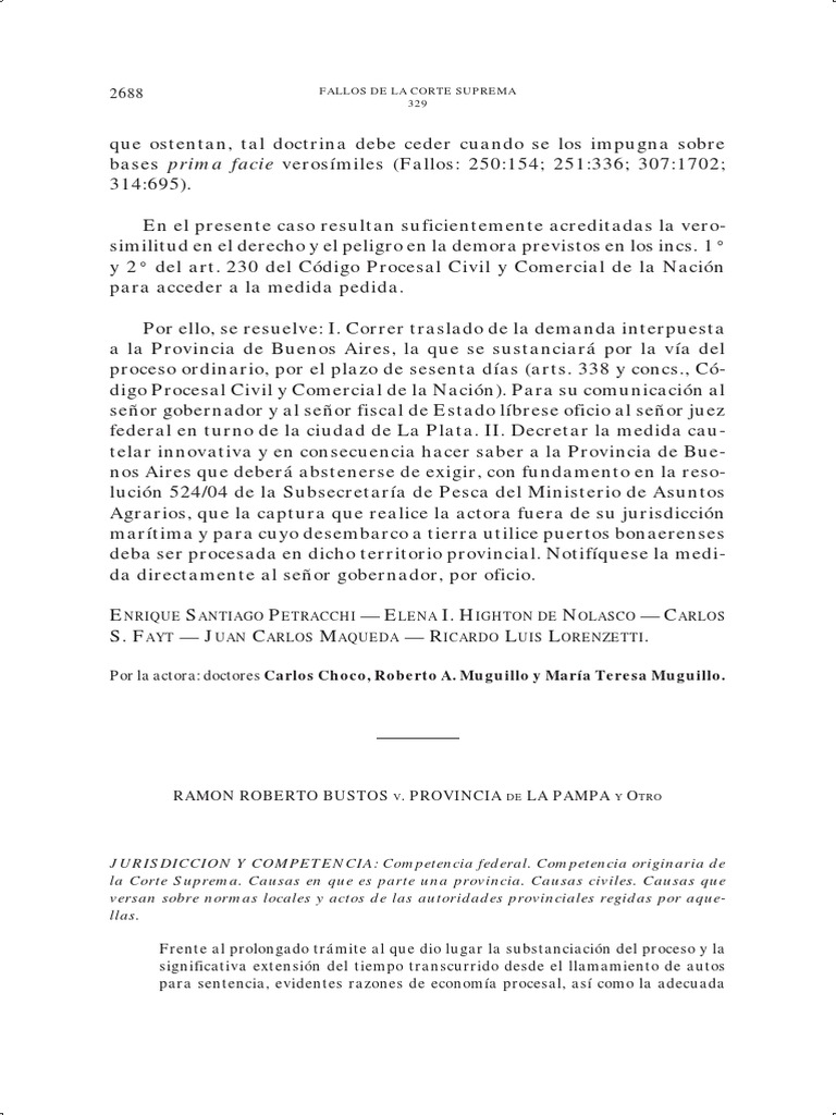 Bustos, Ramón Roberto C Provincia de La Pampa y Otro S Daños y ...