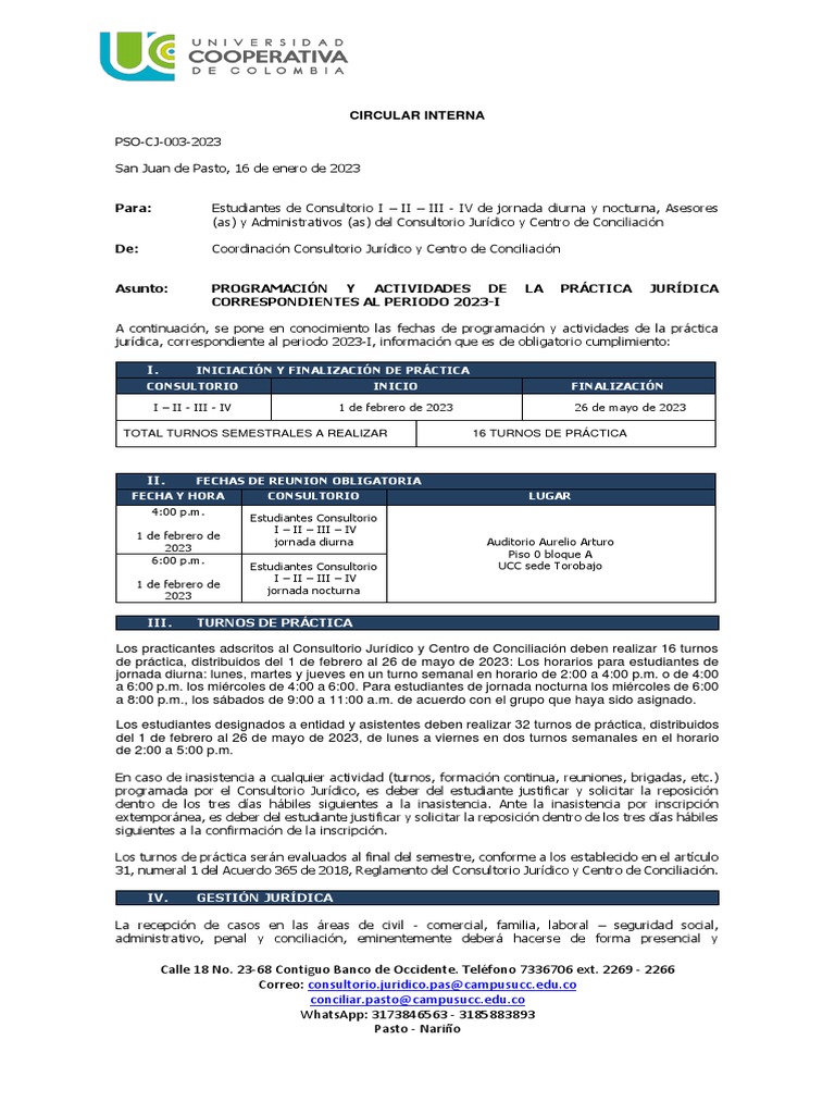 003-Circular Programacion 2023-I | PDF
