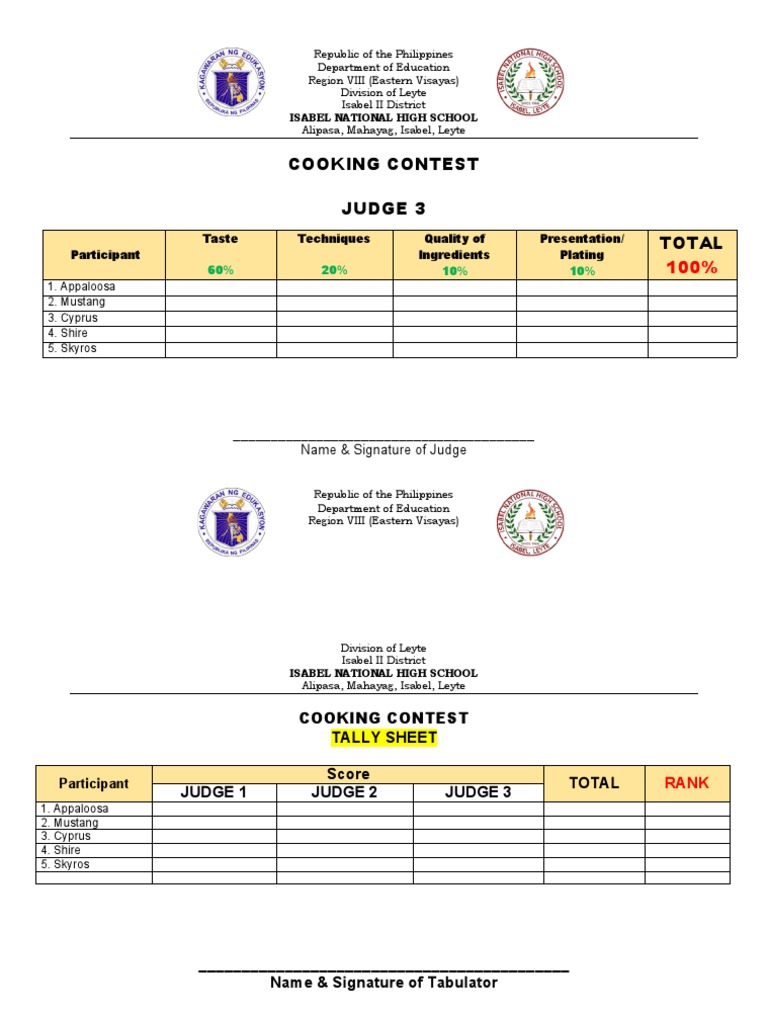 Technolympics Criteria Pdf Food And Drink Preparation Cooking