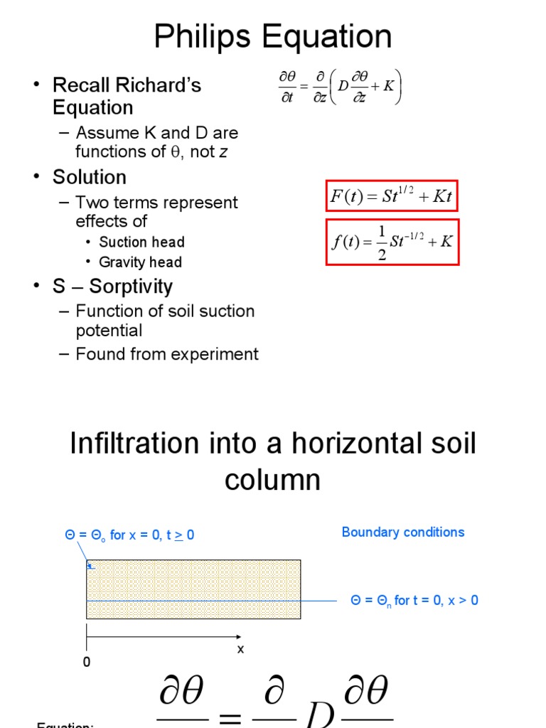 Philips Equation and Soil Infiltration | PDF