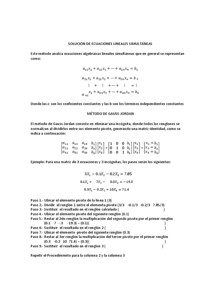 Gauss Jordan y Seidel - 101119 | PDF | Ecuaciones | Matriz (Matemáticas)