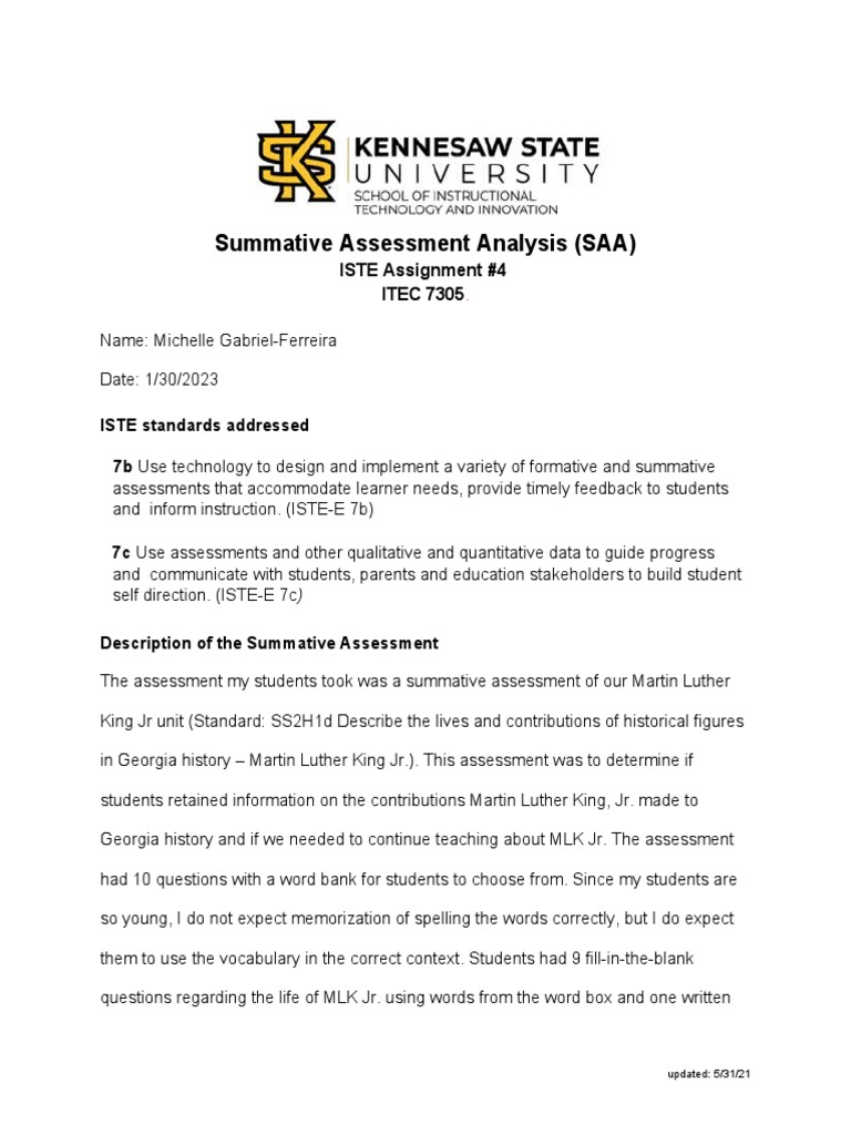 Summative Assessment Analysis | PDF | Educational Assessment | Learning