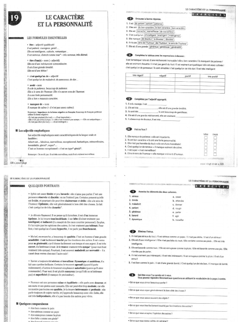 Traits de Caractere - FLE | PDF Traits de Caractere - FLE | PDF