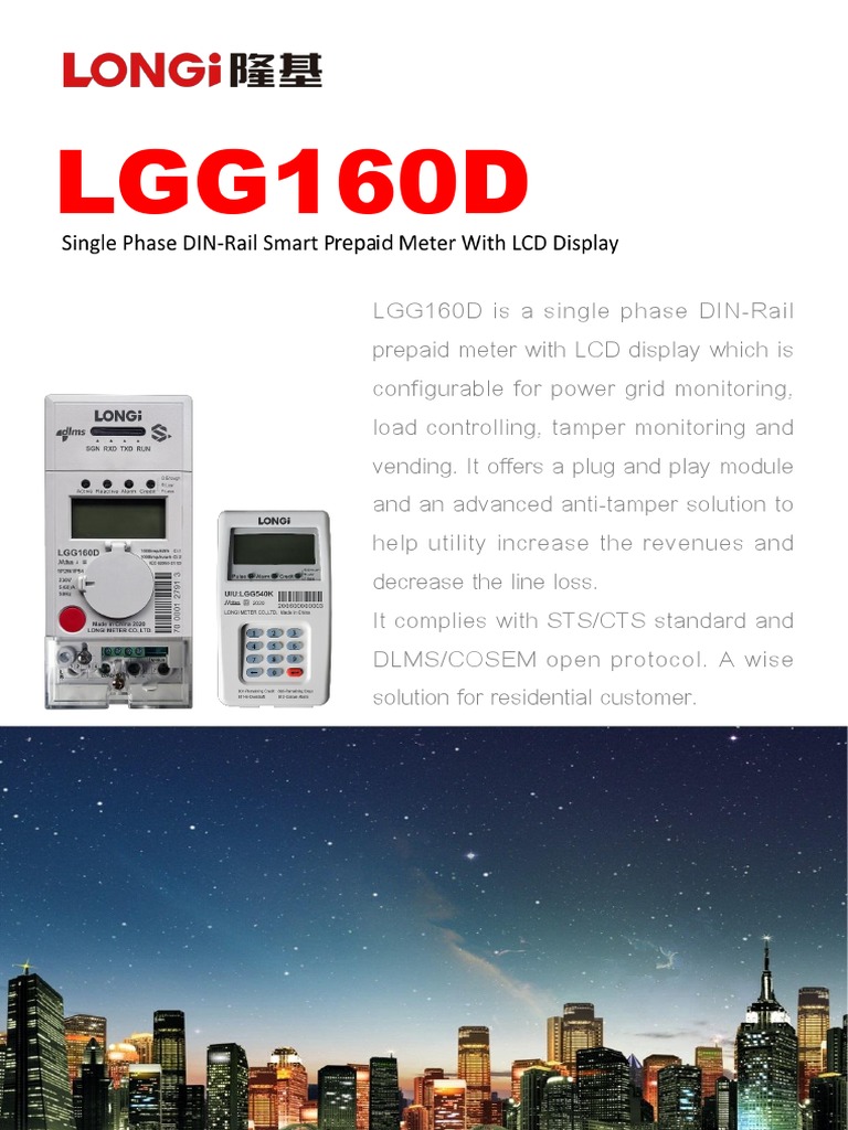 Brochure For LGG160D Single Phase DIN-Rail LCD Smart Prepaid Meter ENV5.0 | PDF | Electronics ...