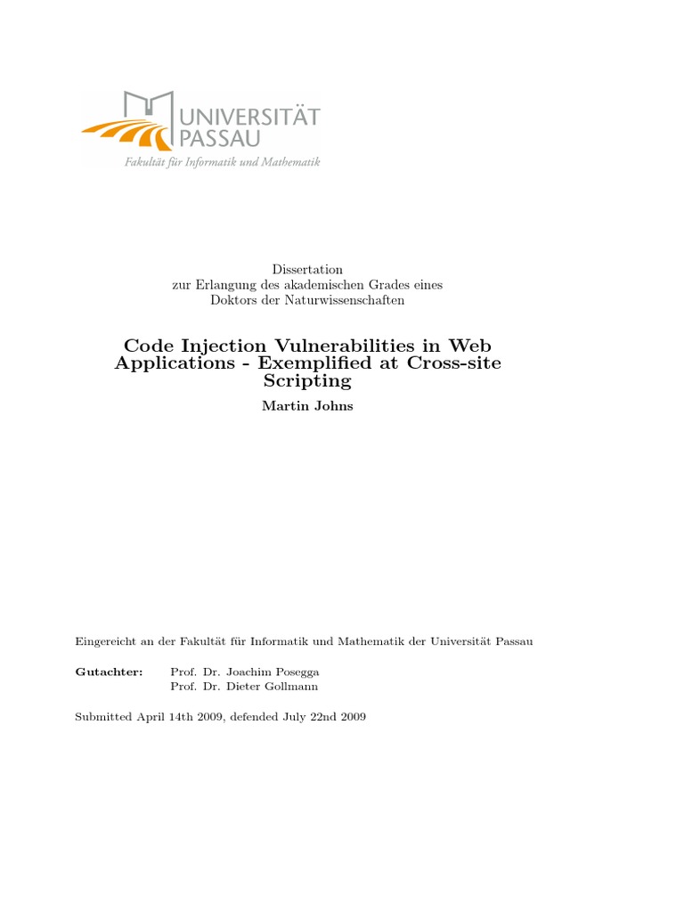 Code Injection Vulnerabilities In Web Applications Exemplified At