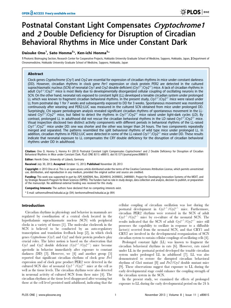 Ono Et Al 2013 PLOS ONE | PDF | Clock | Circadian Rhythm Ono Et Al 2013 PLOS ONE | PDF | Clock | Circadian Rhythm