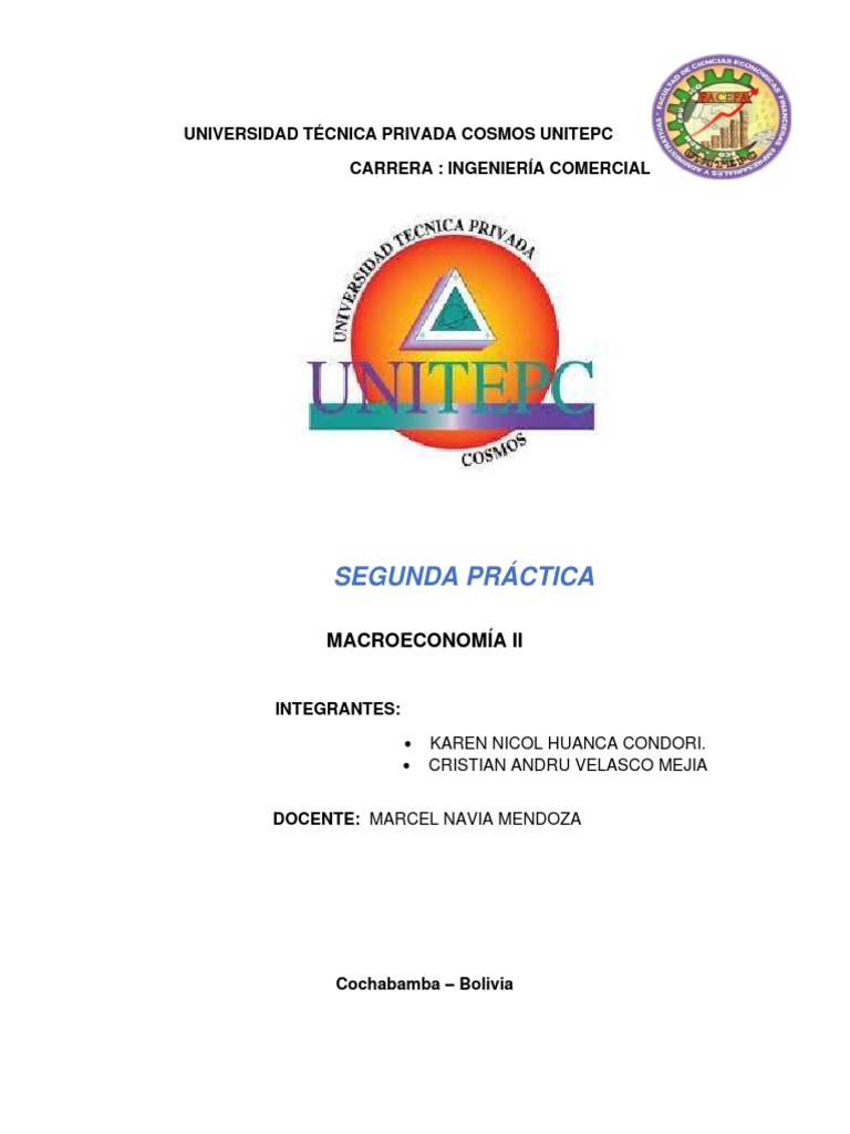 Segunda Práctica: Universidad Técnica Privada Cosmos Unitepc Carrera: Ingeniería Comercial | PDF