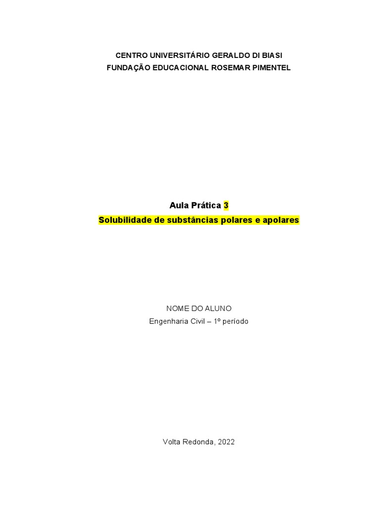 Relatorio Aula Lab | PDF | Solubilidade | Química Física