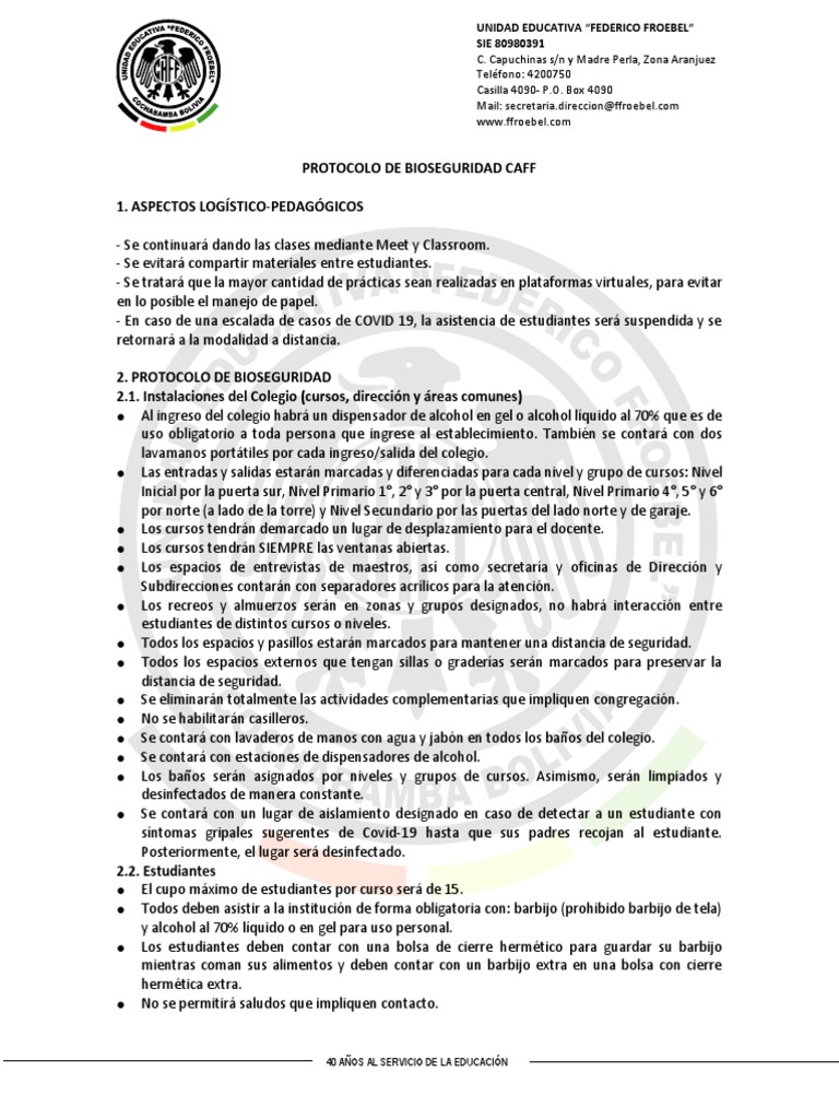 Protocolo de Bioseguridad | PDF | Salud pública | Medicina CLINICA