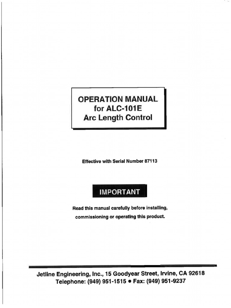 Alc-101 Arc Length Control Manual | PDF
