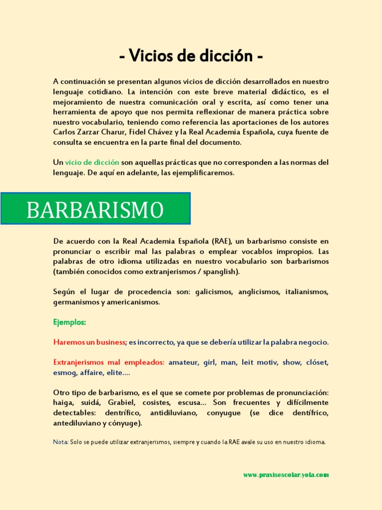 Manual Vicios de Dicción | PDF | Gramática | Cognición