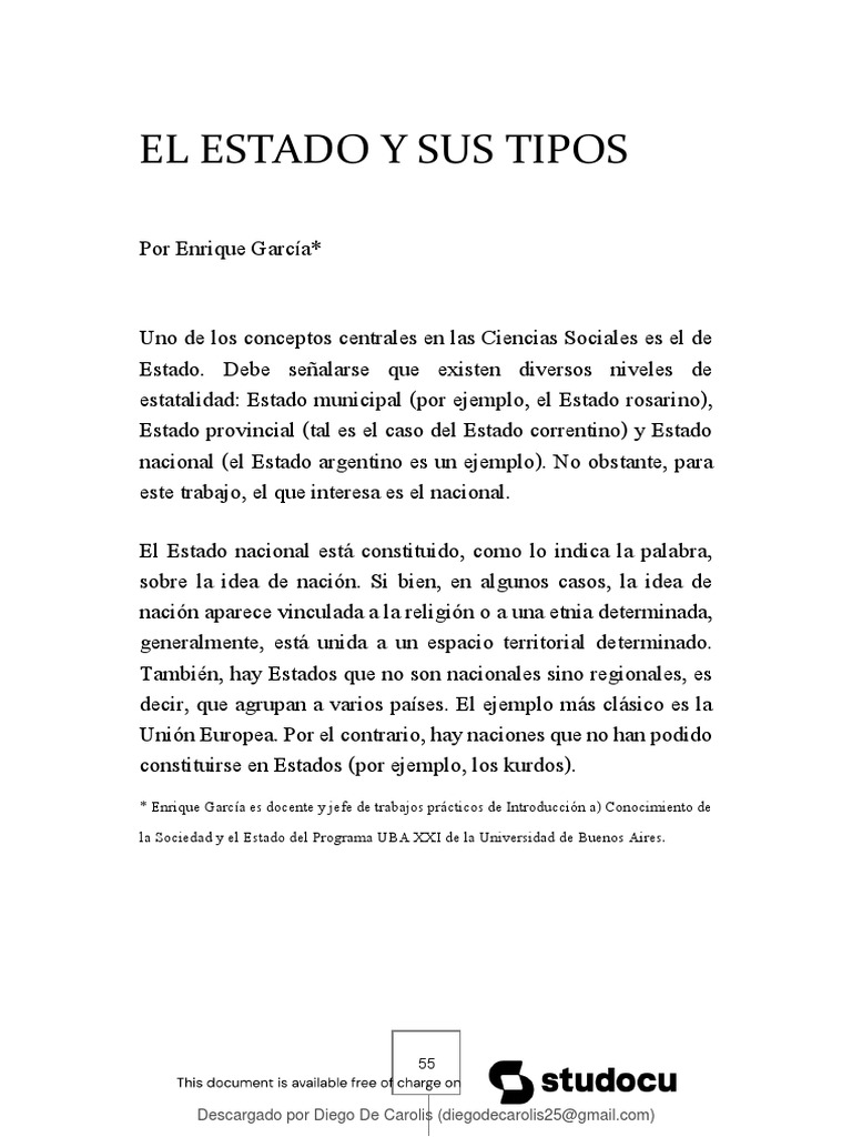 Tipos de Estado. Enrique García | PDF