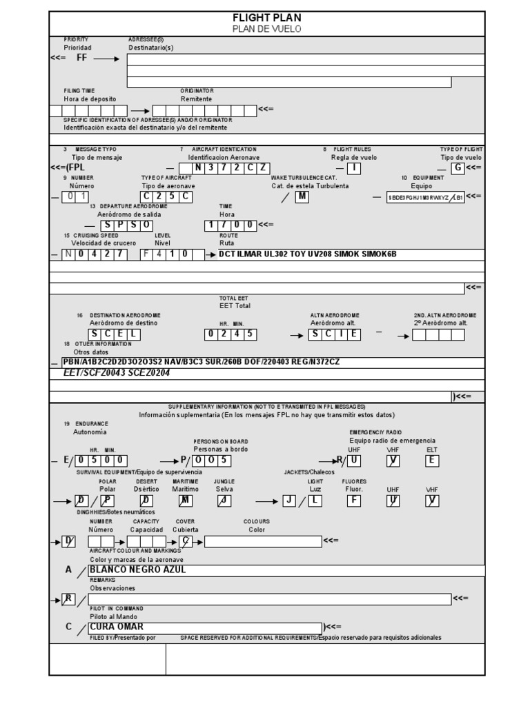 FPL Modelo | PDF | Aviación | Aeronave
