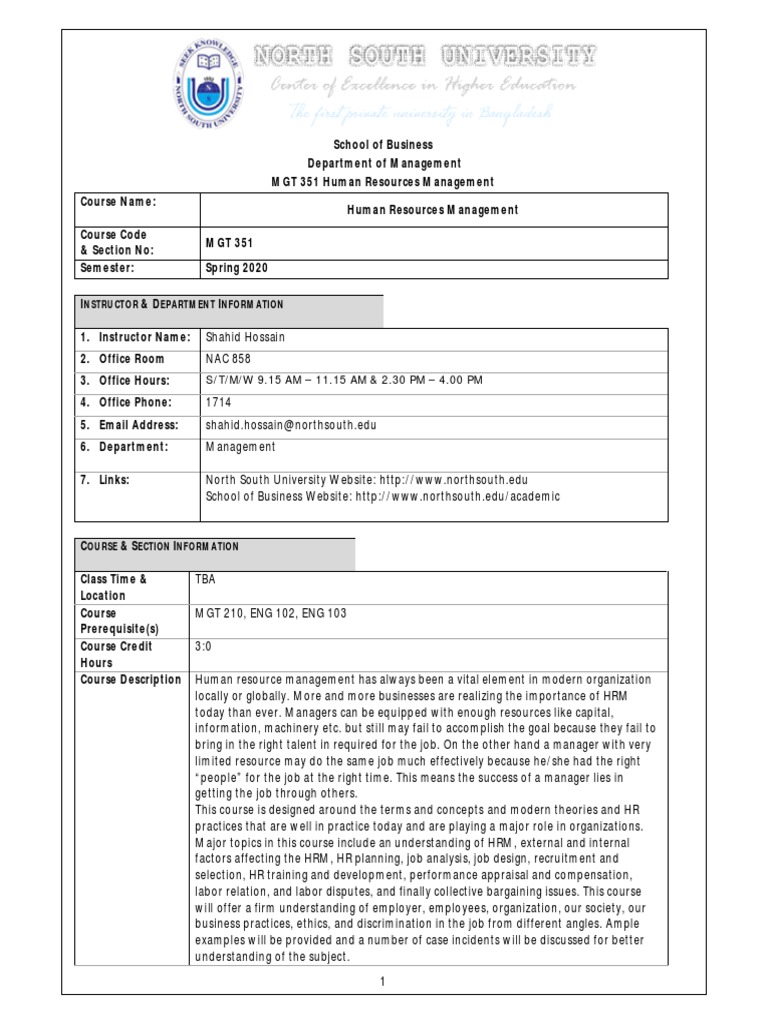 Human Resources Management Course | PDF | Human Resource Management ...