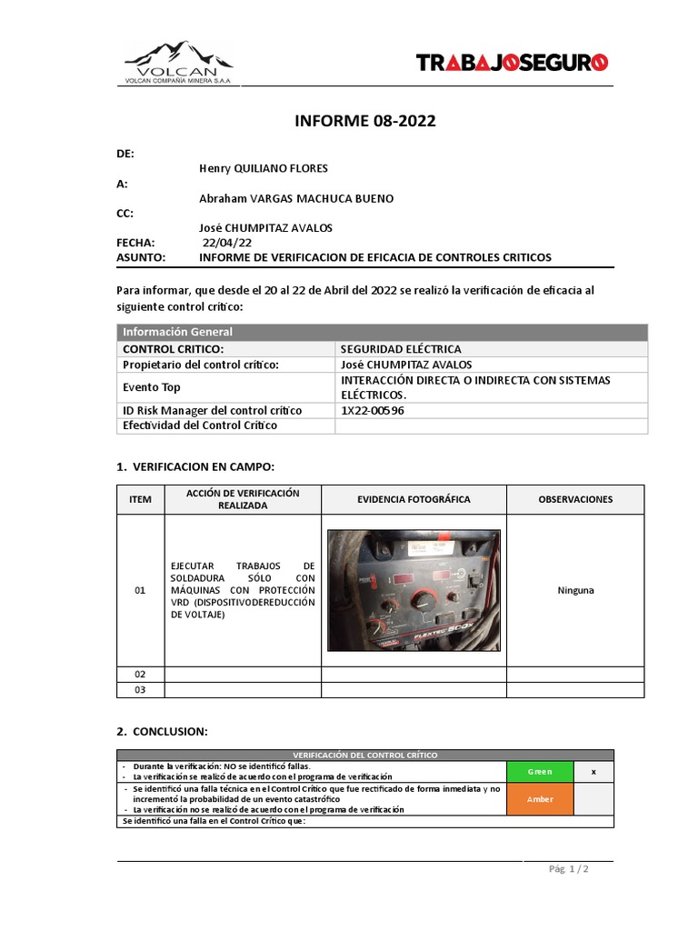 Verificación de Eficacia de Controles Críticos 1X22-00611 | PDF