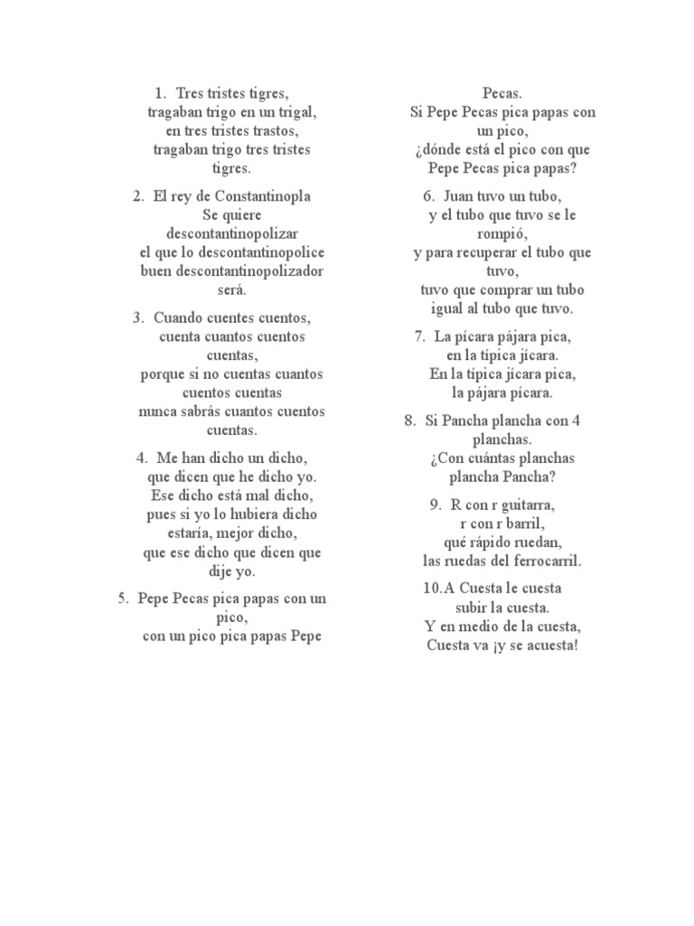 10 Trabalenguas | PDF