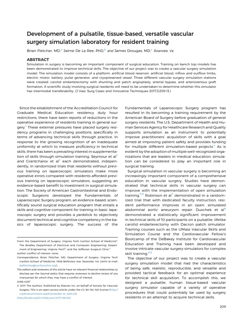 Versatile Vascular Surgery Simulator Pdf Simulation Surgery