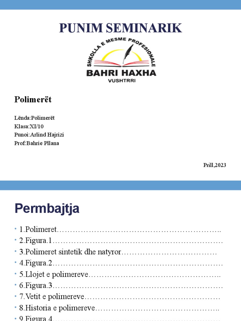 Punim Seminarik: Polimerët | PDF