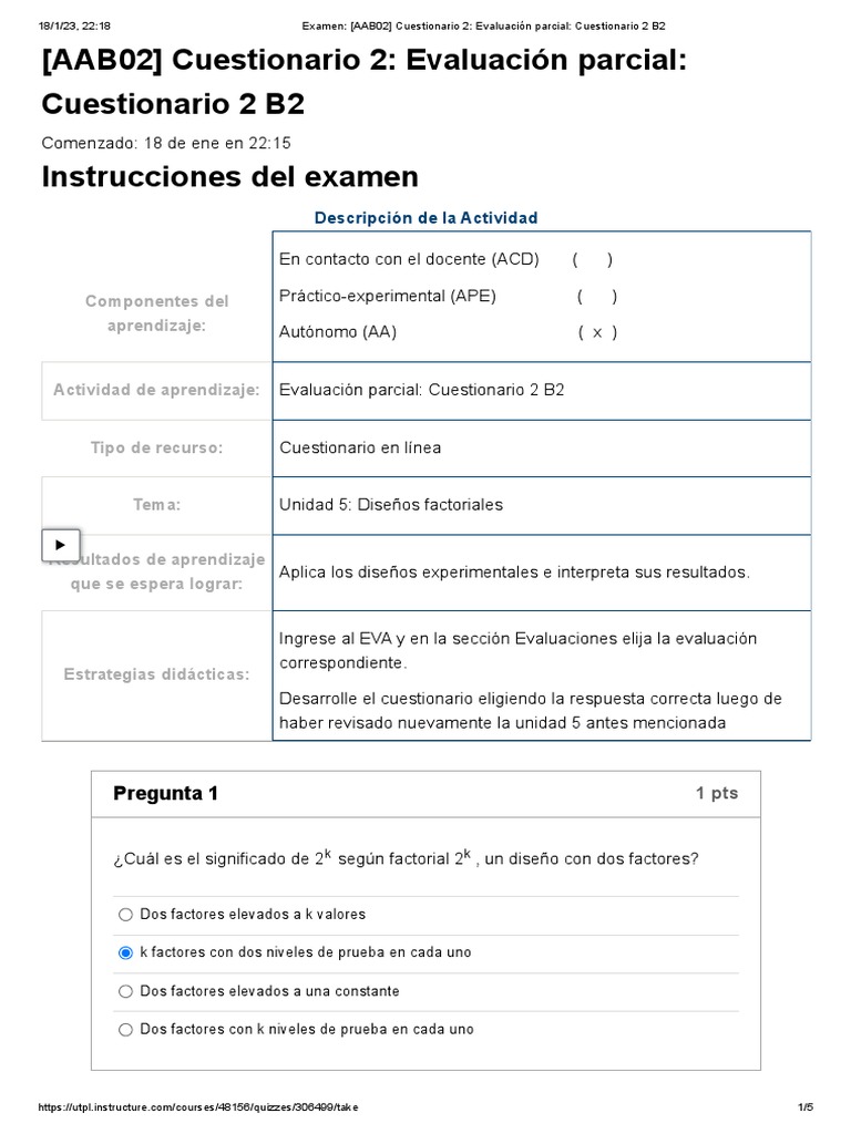 Examen_ [AAB02] Cuestionario 2_ Evaluación parcial_ Cuestionario 2 B2 | PDF | Análisis de ...