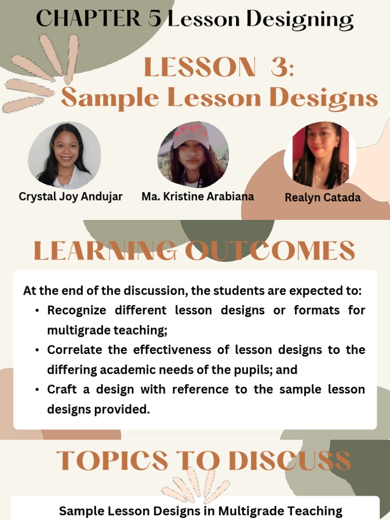 Lesson 3 Sample Lesson Designs | PDF