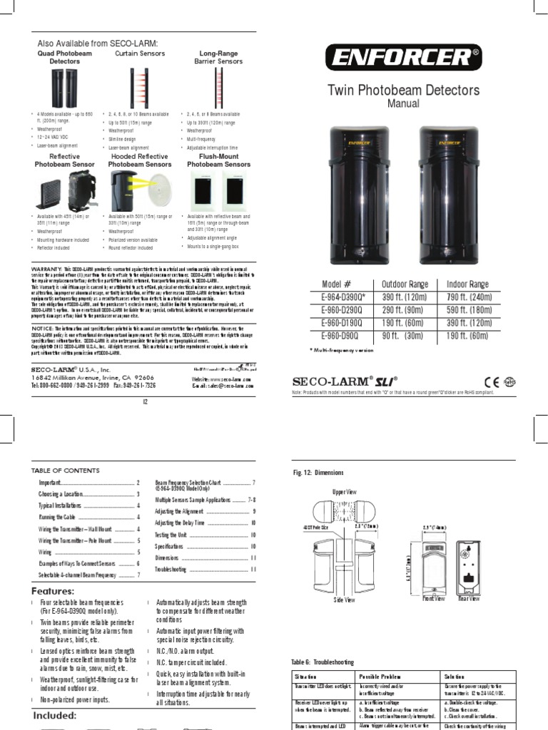 Twin Photobeam Detectors: Manual | PDF | Relay | Power Supply