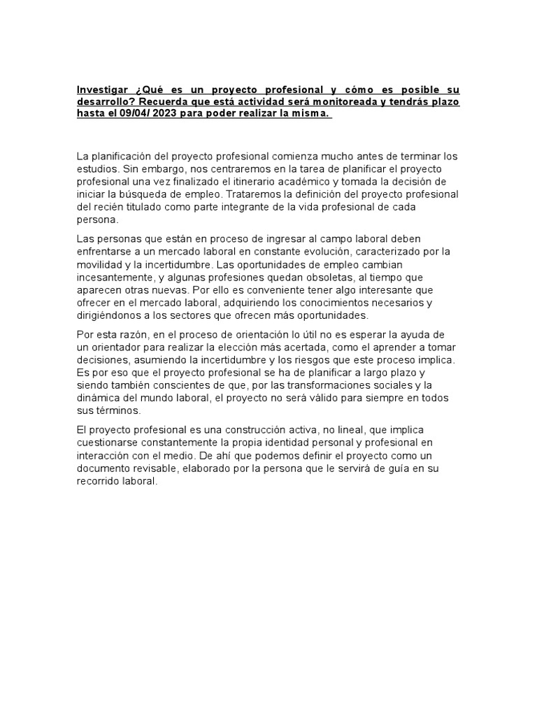 Guía para Planificar un Proyecto Profesional | PDF | Crecimiento ...