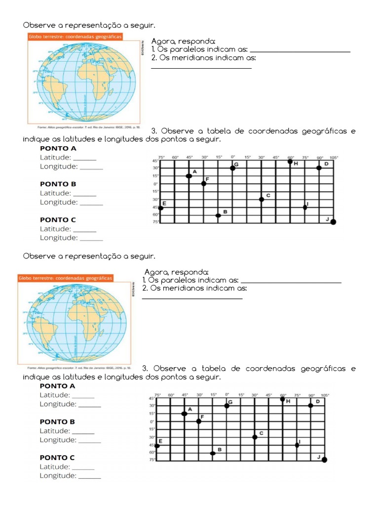 Atividade de Coordenadas Geograficas | PDF
