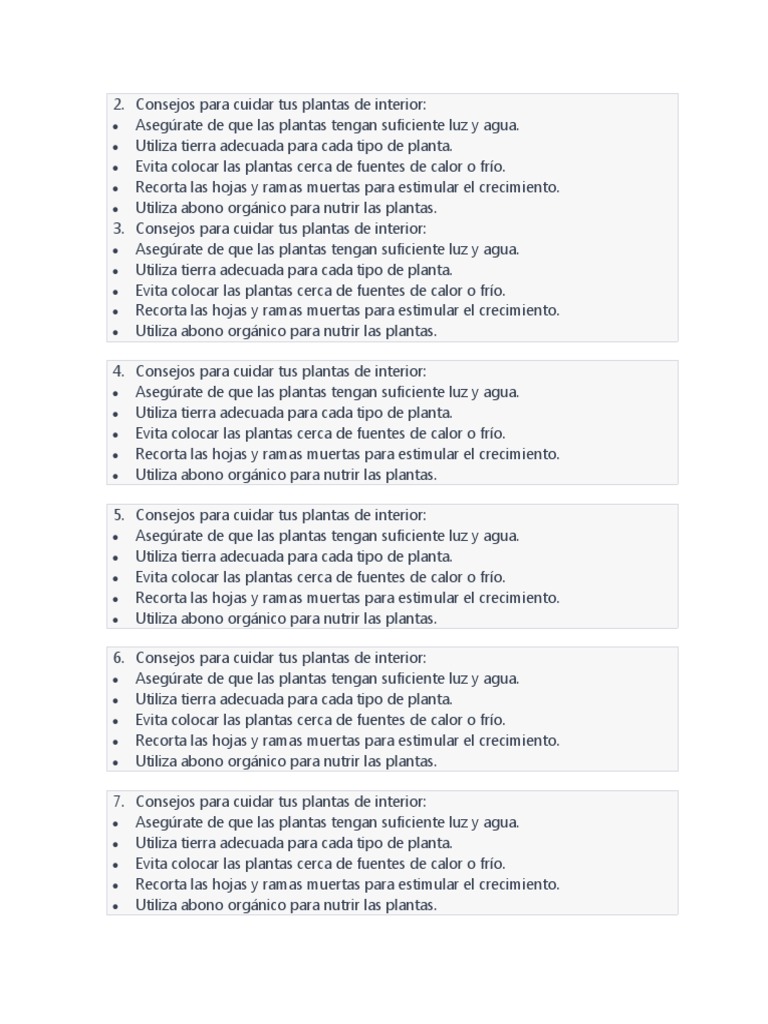 Consejos Para Cuidar Tus Plantas De Interior Pdf Planta De Casa