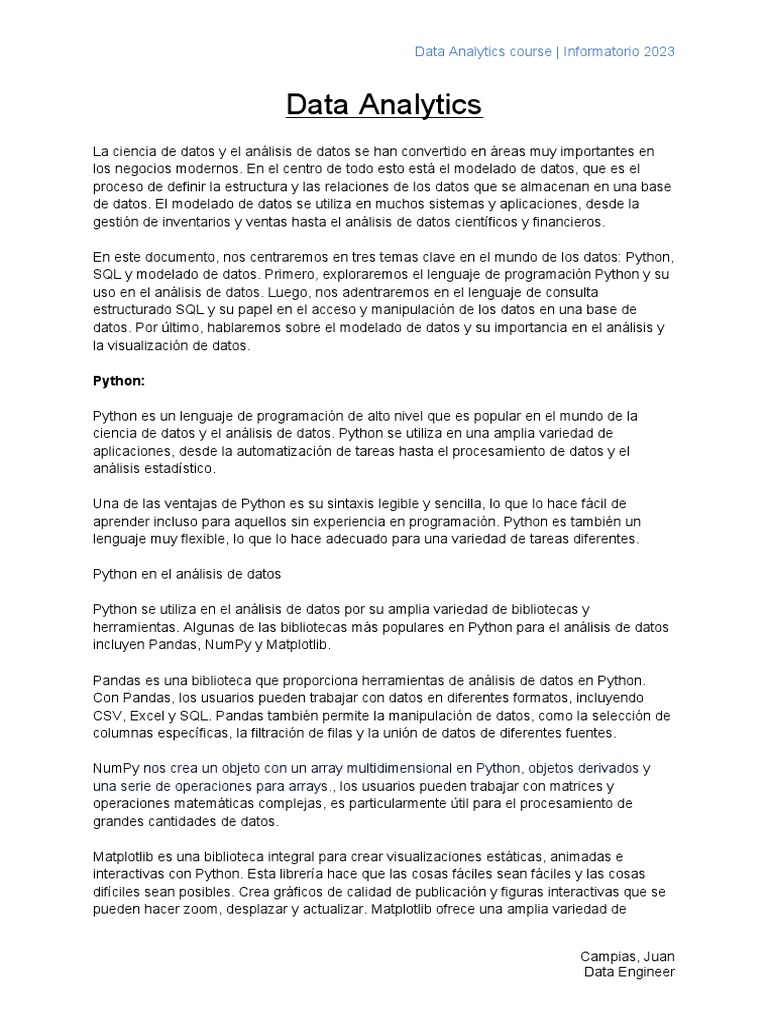 DataAnalytics Clase 0 - Examen de Ingreso | PDF | SQL | Bases de datos