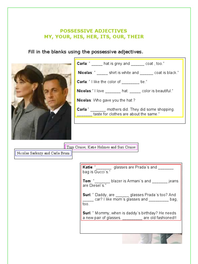 Fill in the Blanks: Possessive Adjectives | PDF | Lifestyle
