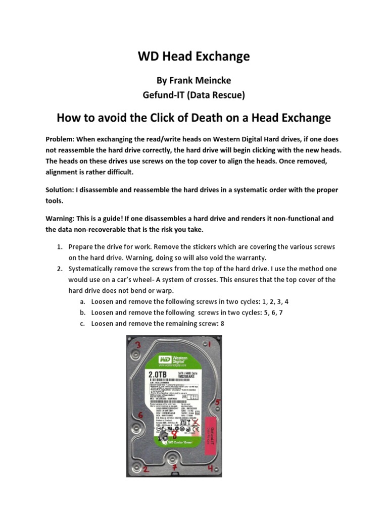 WD-Head-Exchange Technique, by Frank Meincke of Gefund-IT | PDF ...