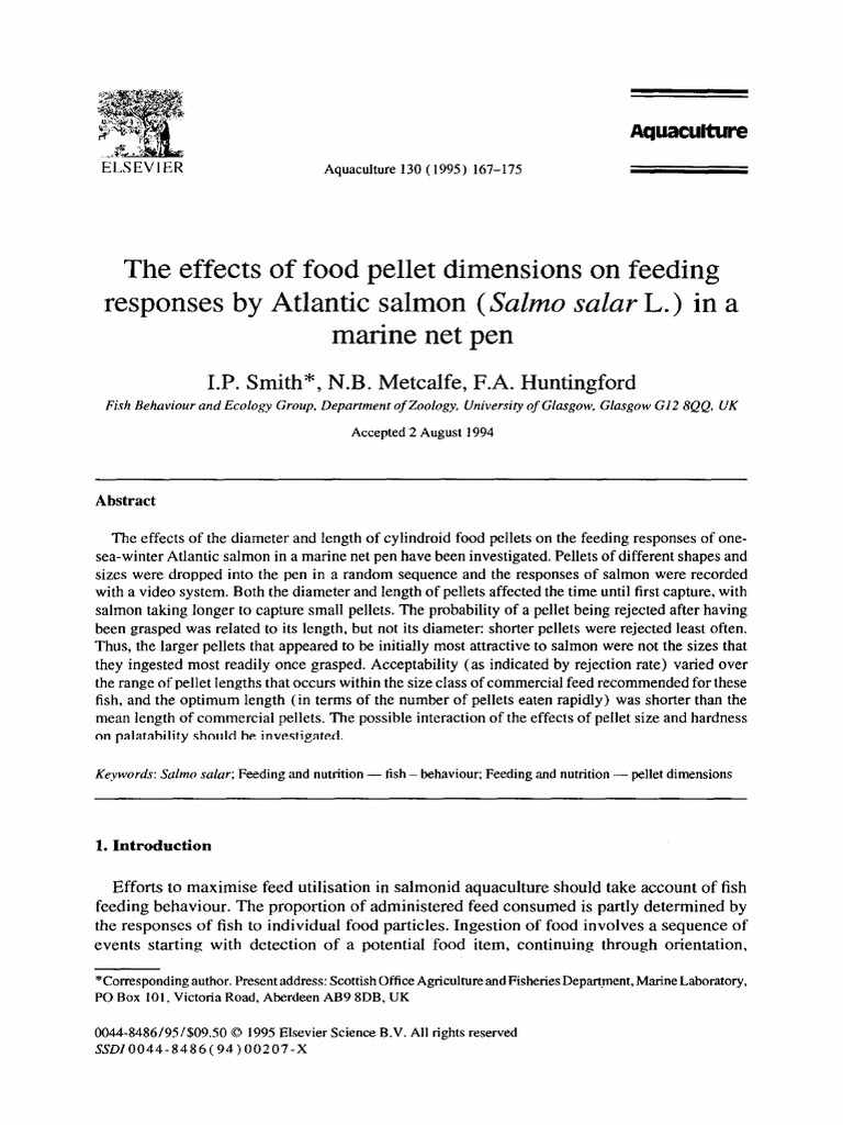 Pellet Size Effects on Salmon Feeding | PDF | Analysis Of Variance | Salmon