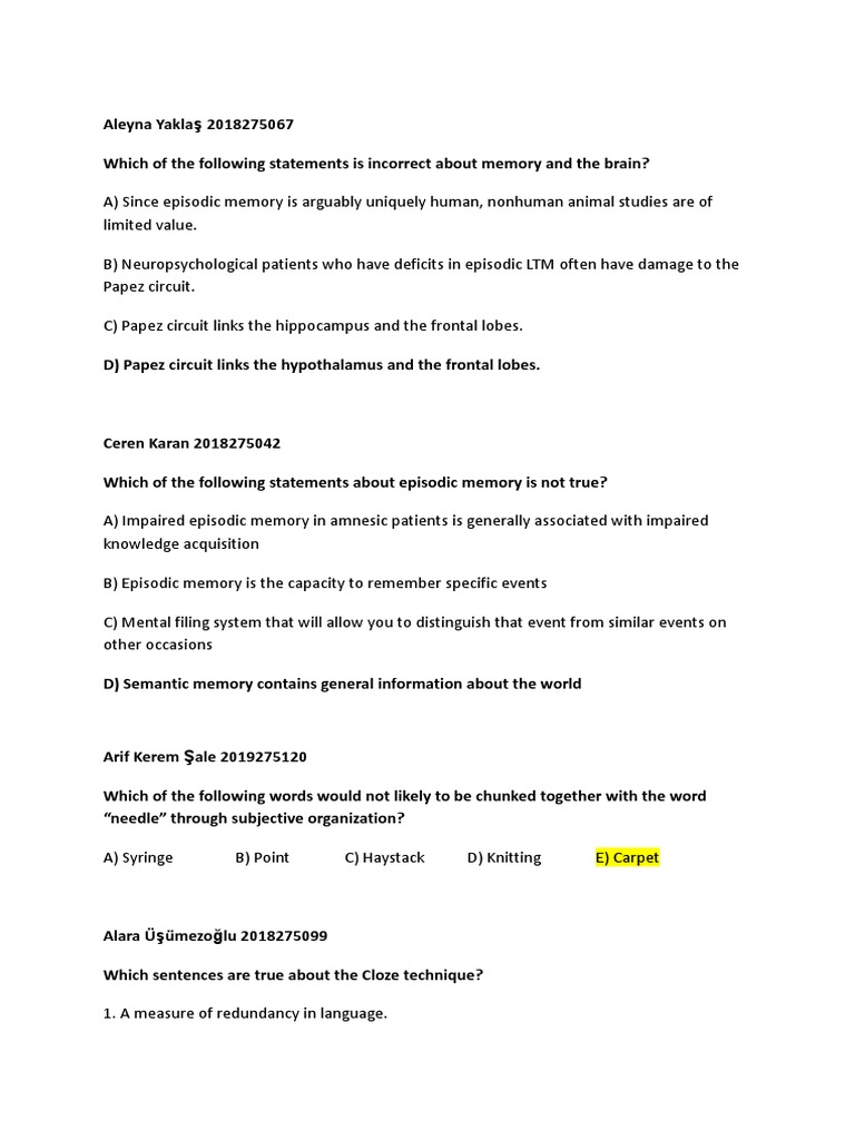 Episodic Memory | PDF | Recall (Memory) | Memory