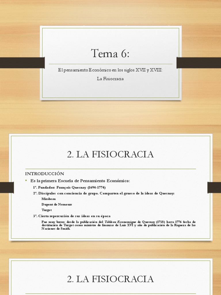 Tema 6. La Fisiocracia | PDF | Riqueza | Agricultura