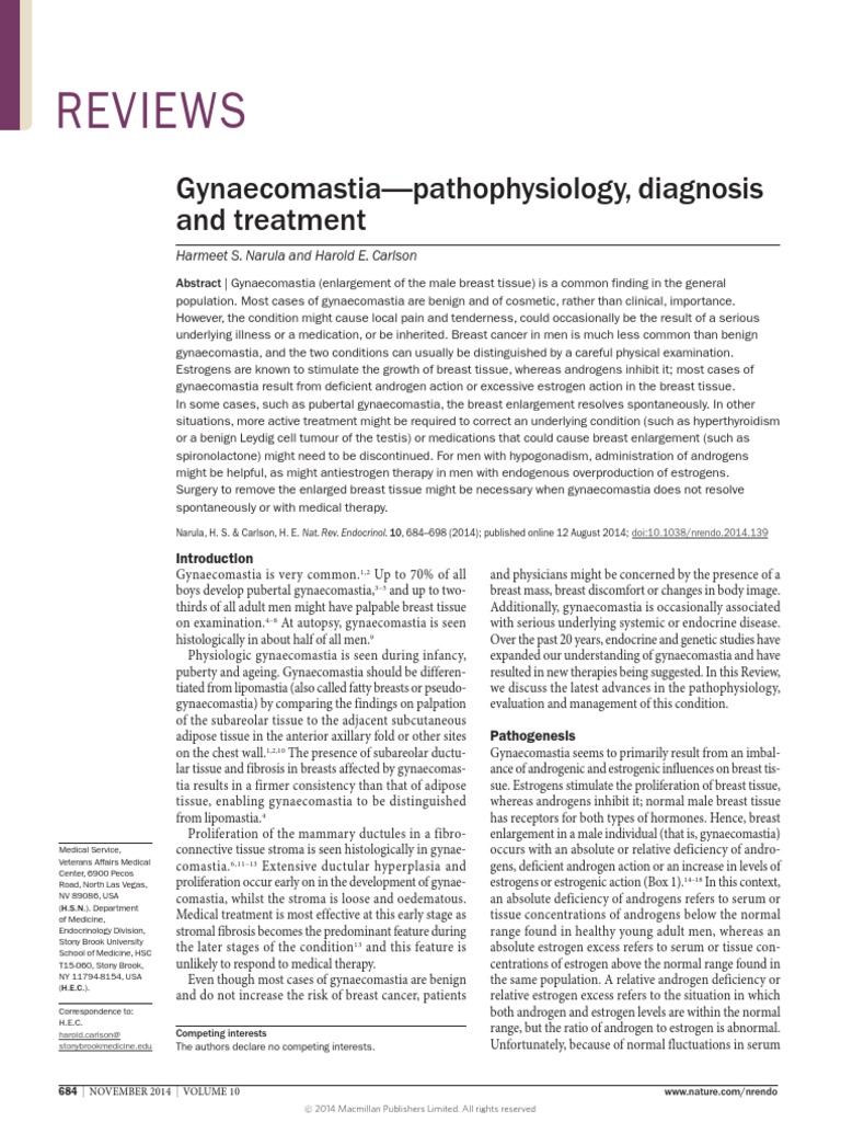 Narula2014 Gynécomastie - Physiopathologie, Diagnostic Et Traitement ...