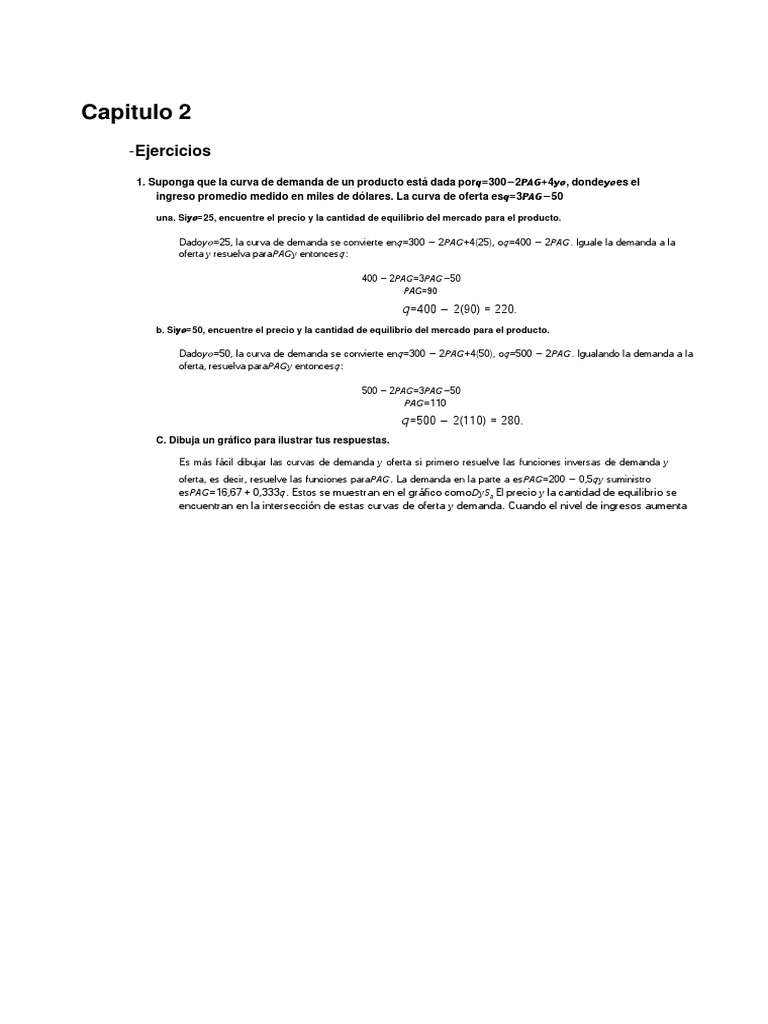 Capitulo 2: - Ejercicios | PDF | Oferta (economía) | Oferta y demanda