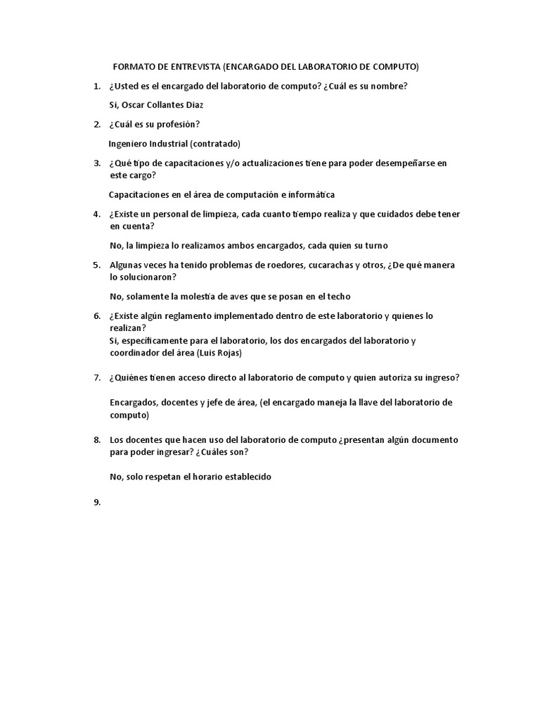 Formato de Entrevista | PDF