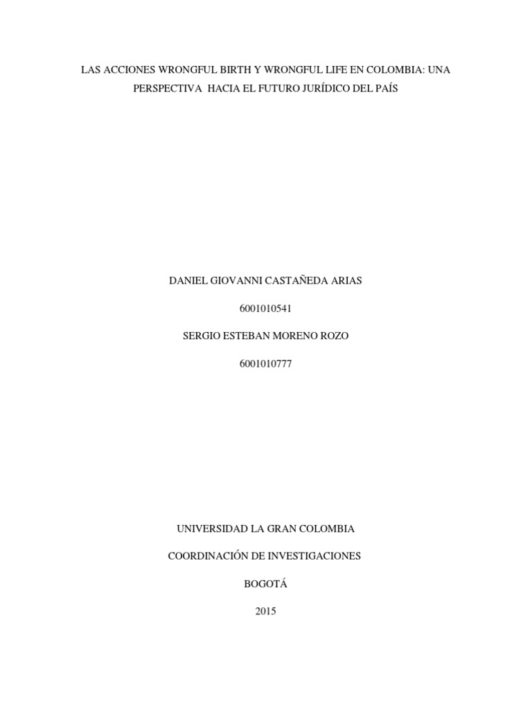 Acciones Wrongful Birth y Life en Colombia | PDF | Aborto | Justicia